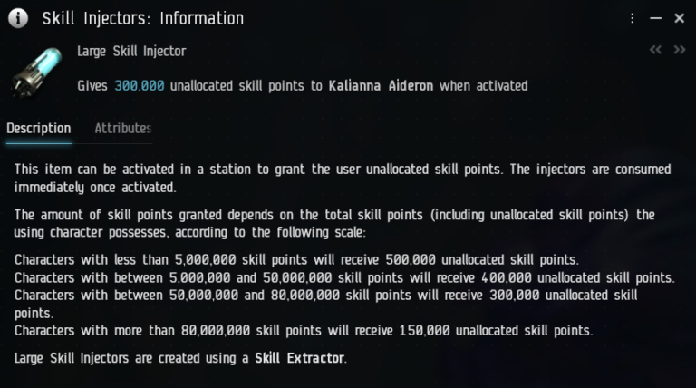 Using Large Skill Injectors in Eve Online