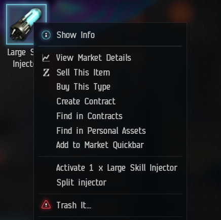 Using Large Skill Injectors in Eve Online
